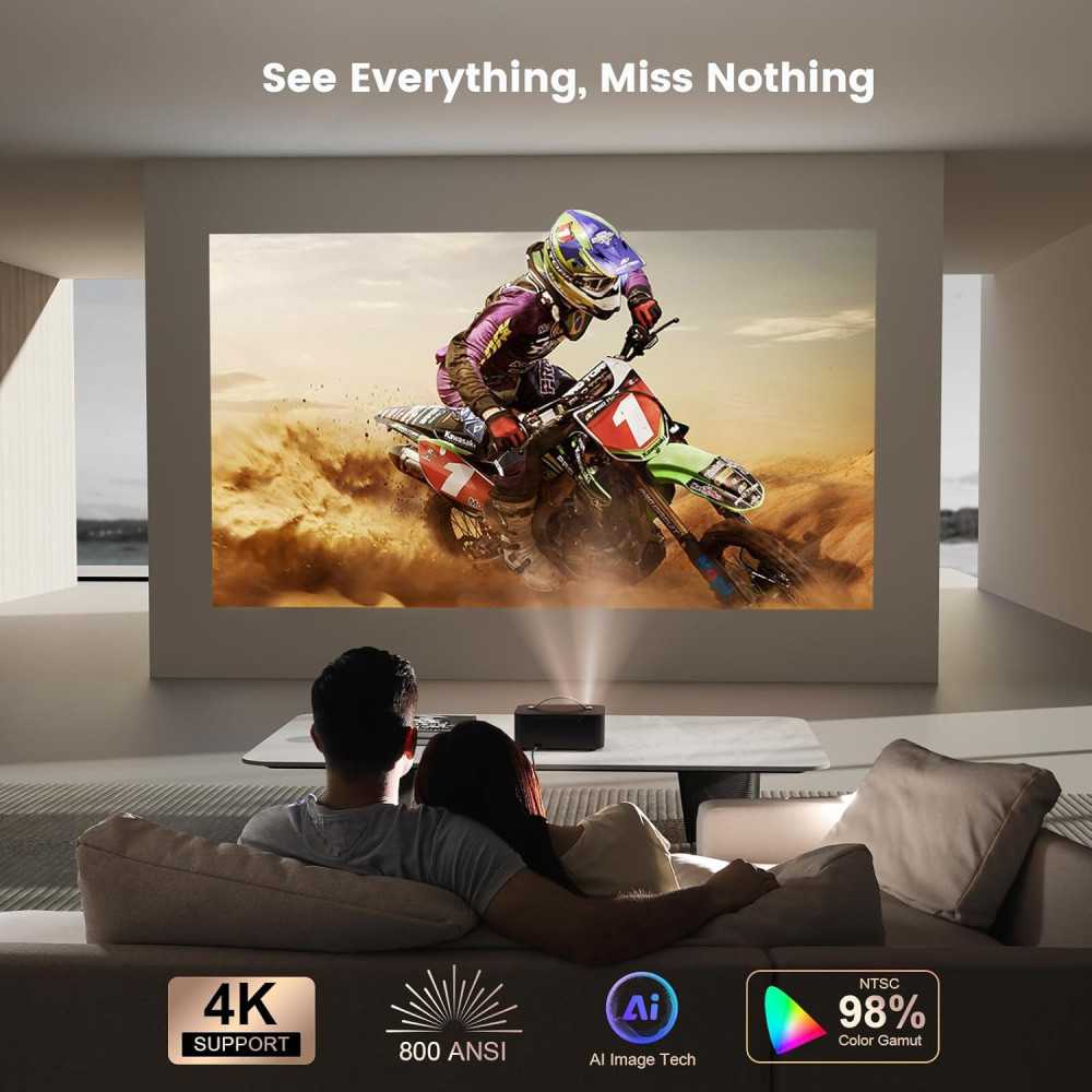 4K Wifi Portable Projector with Built-in Streaming and Smart Features ...