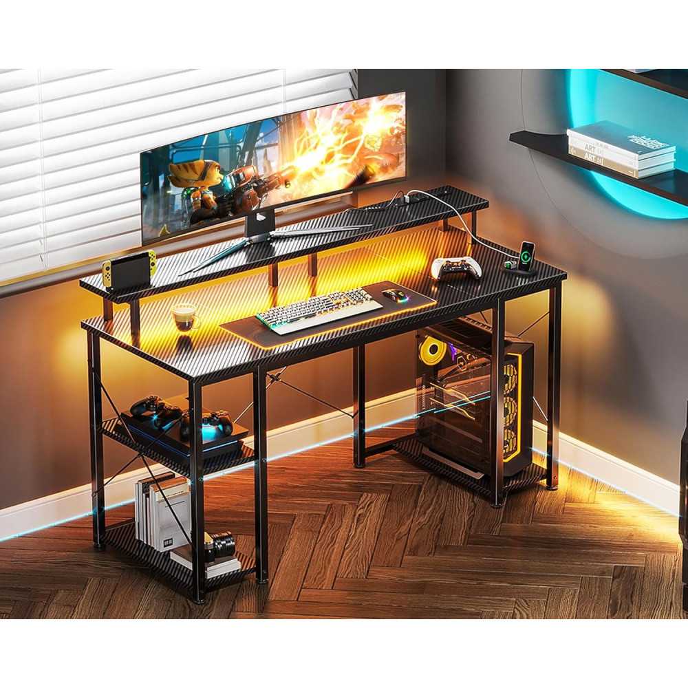 48 inch Desk with LED Lights, Power Outlets, and Storage | TekChoice ...