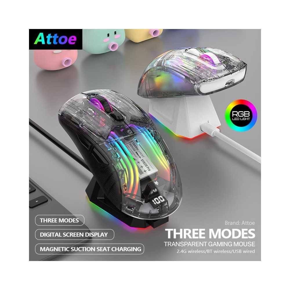 Transparent RGB Wireless Mechanical Gaming Mouse | TekChoice Electronics
