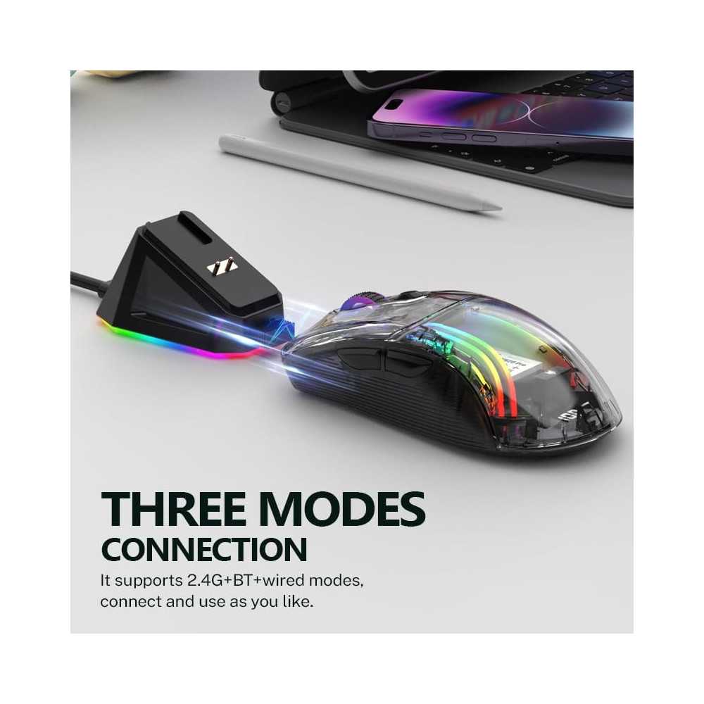Transparent RGB Wireless Mechanical Gaming Mouse | TekChoice Electronics