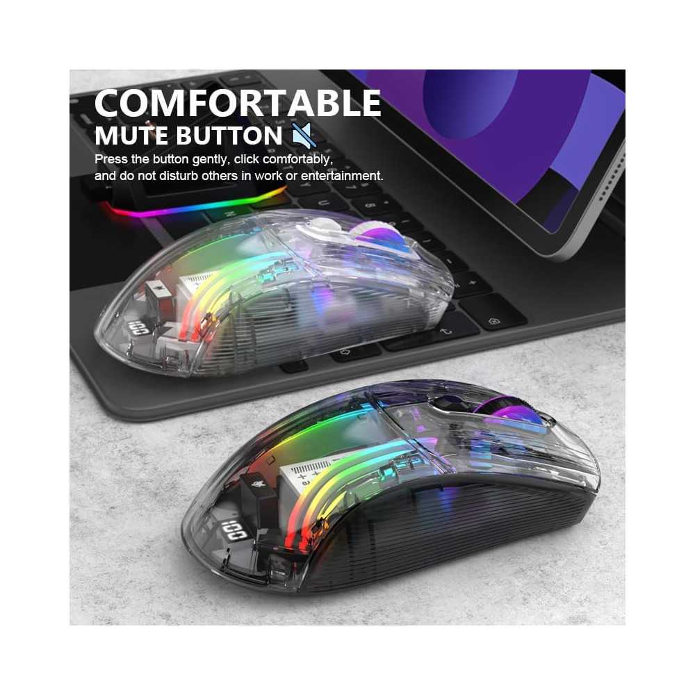 Transparent RGB Wireless Mechanical Gaming Mouse | TekChoice Electronics
