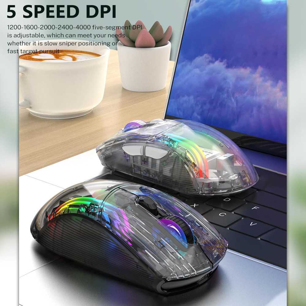 Transparent RGB Wireless Mechanical Gaming Mouse | TekChoice Electronics