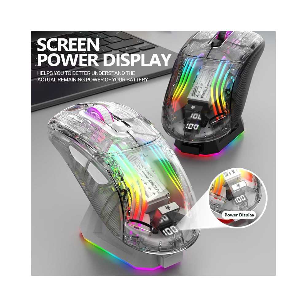 Transparent RGB Wireless Mechanical Gaming Mouse | TekChoice Electronics