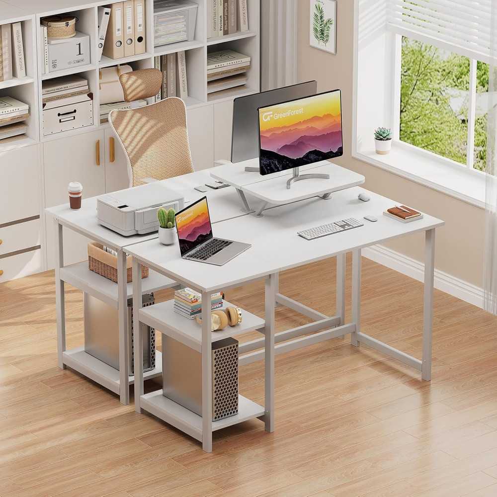 Modern Home Office Desk Setup with Monitor Stand and Smart Storage ...