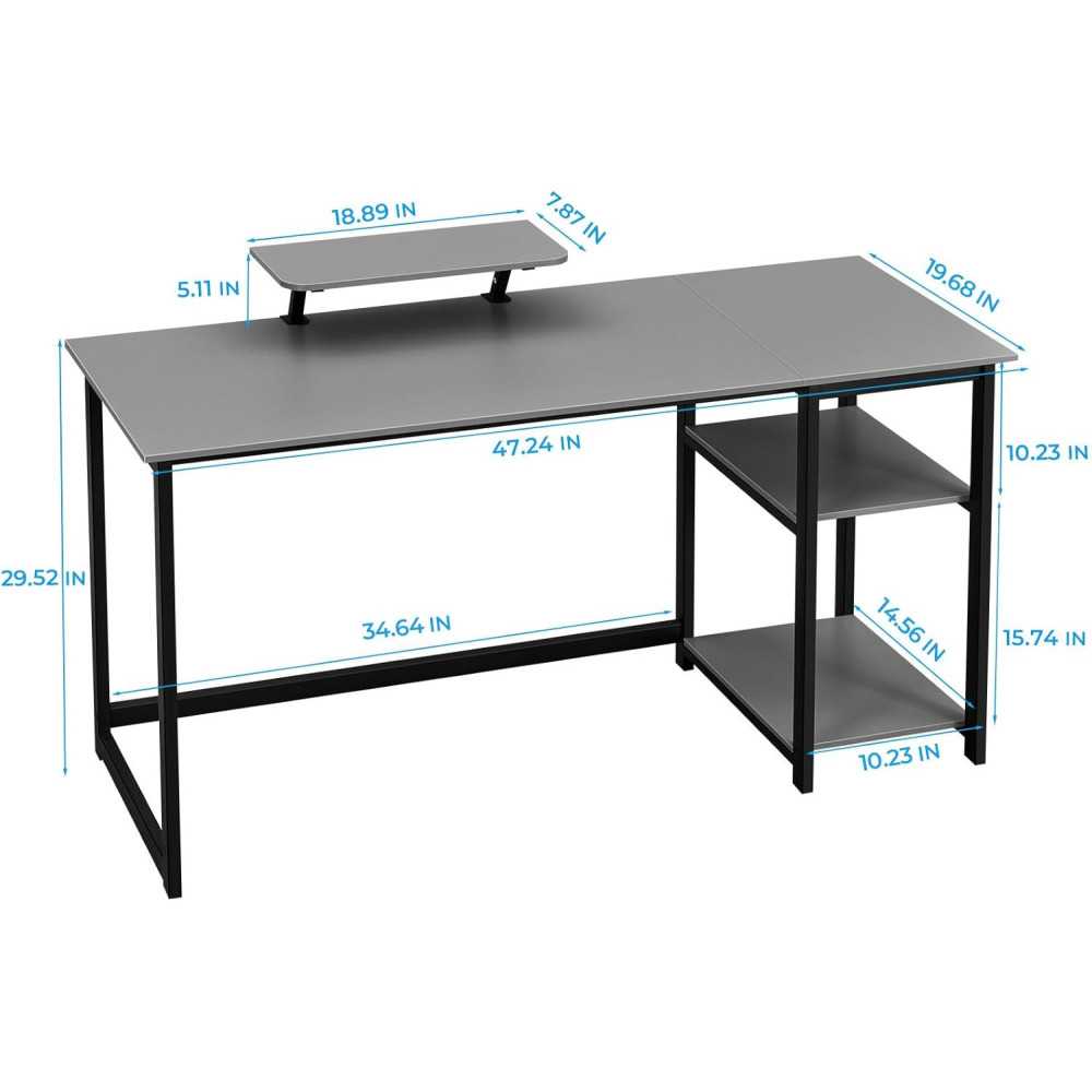 Modern Home Office Desk Setup with Monitor Stand and Smart Storage ...