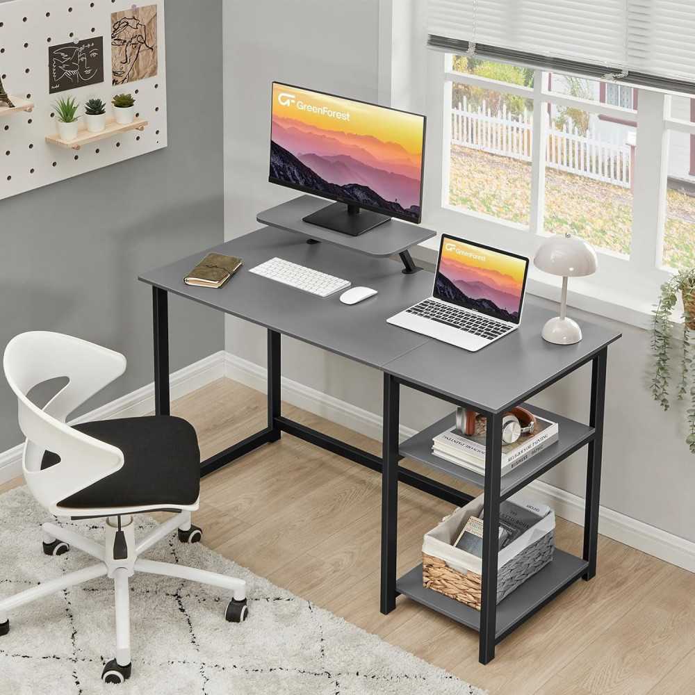 Modern Home Office Desk Setup with Monitor Stand and Smart Storage ...