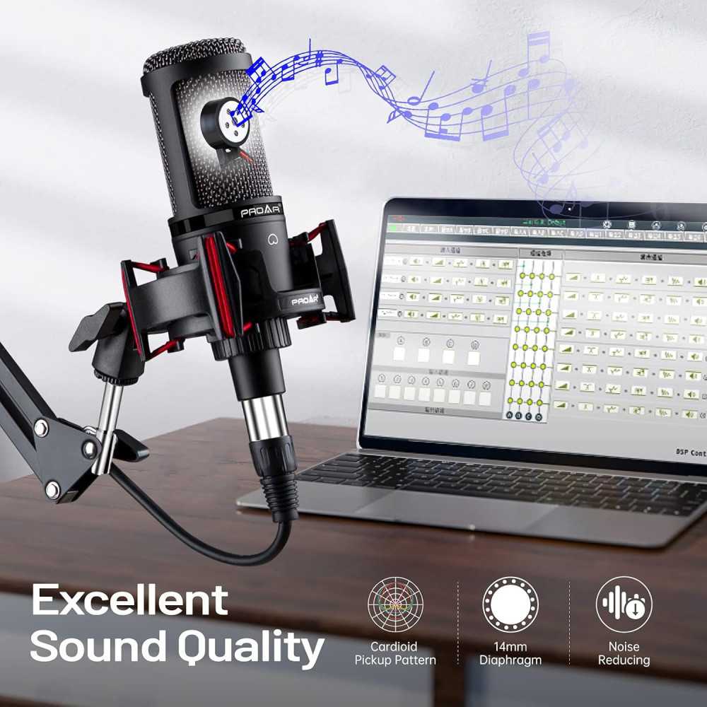 XLR Condenser Microphone Kit for Professional Podcasting, Gaming, ASMR ...
