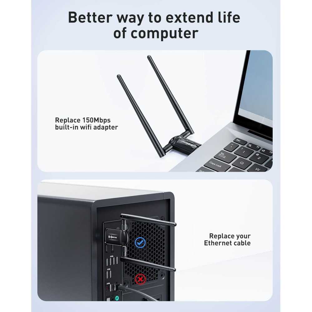 1800Mbps Wi-Fi 6 USB Adapter for Lightning-Fast Internet Speeds ...