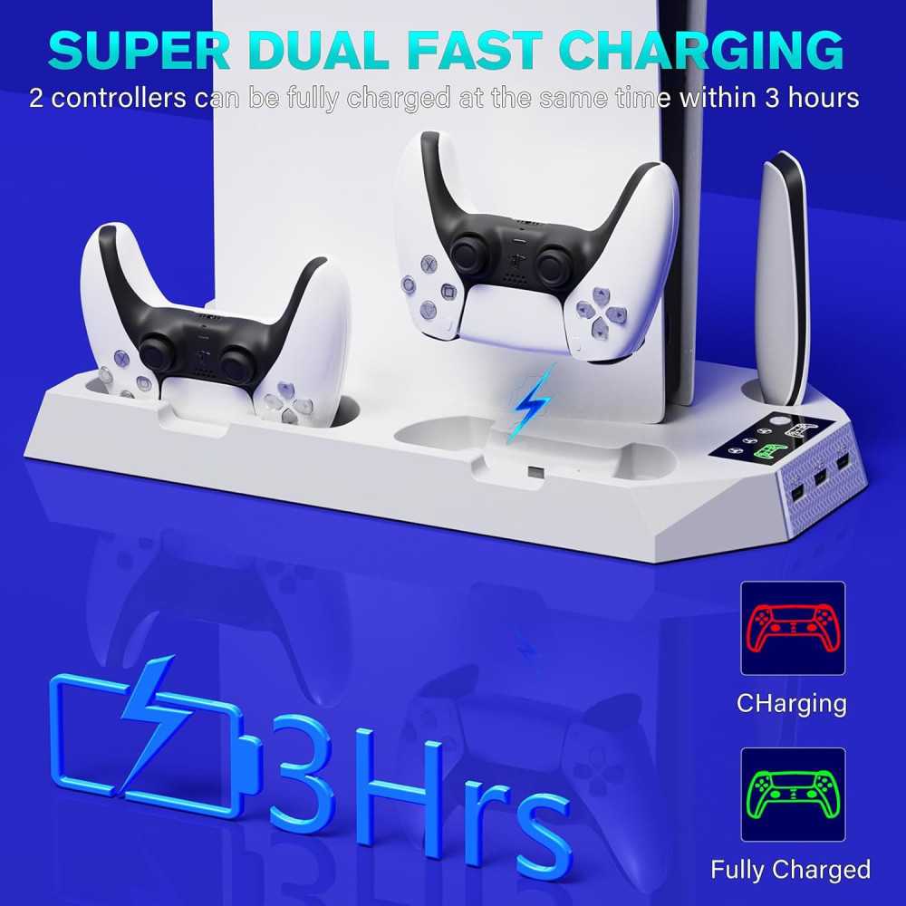PS5 & PS5 Slim Console Charging Cooling Station with Cooling Fan and ...