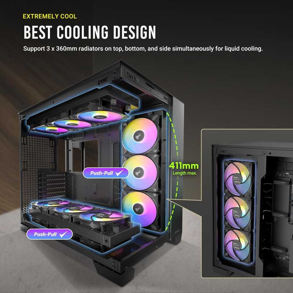 C8 ARGB Full-Tower E-ATX PC Case with Dual-Chamber Layout and RTX 40 ...