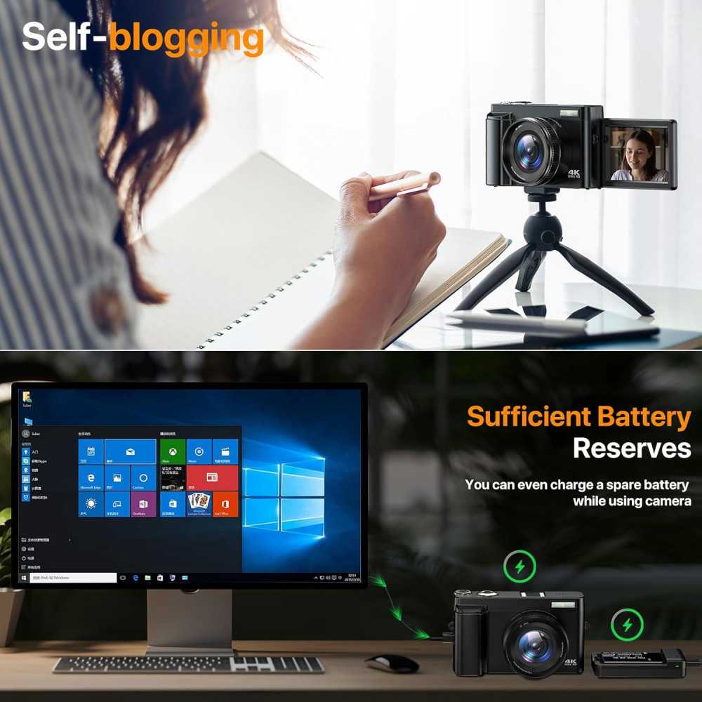 4K Vlogging Camera Kit with Auto-Focus & Anti-Shake Technology ...