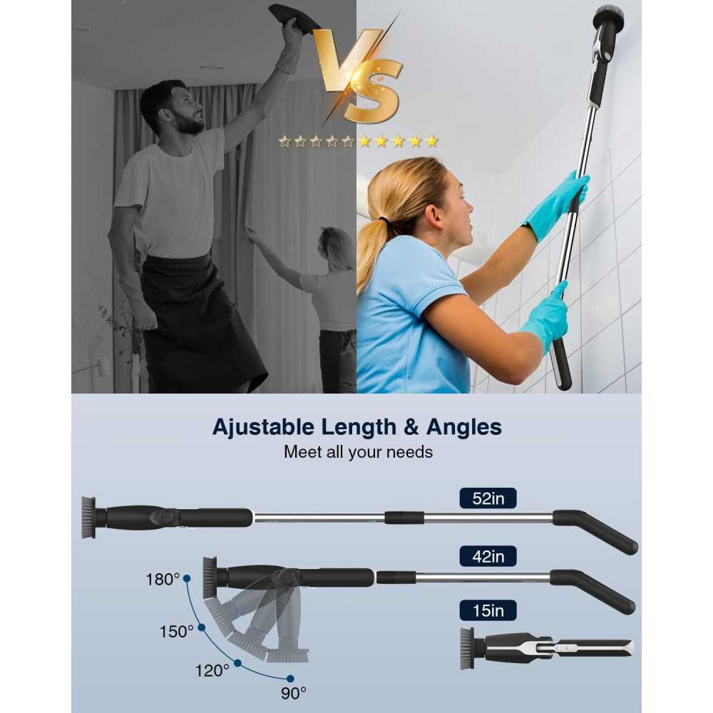 Electric Scrubber with 4 Adjustable Angles and 8 Brush Heads ...