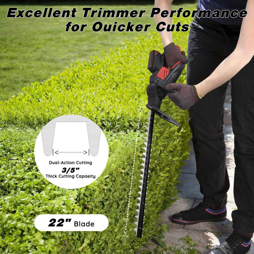 20V Cordless Hedge Trimmer with Safety Lock and Dual-Action Blade ...