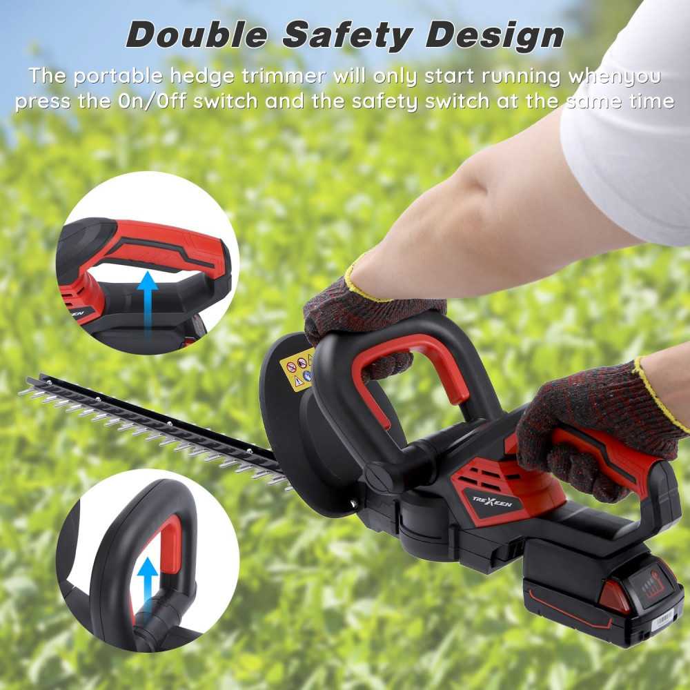 20V Cordless Hedge Trimmer with Safety Lock and Dual-Action Blade ...