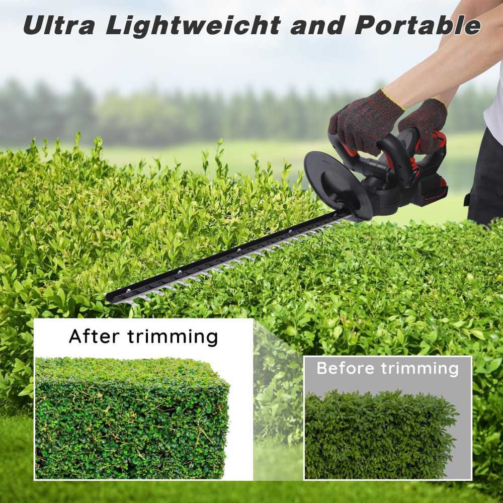 20V Cordless Hedge Trimmer with Safety Lock and Dual-Action Blade ...